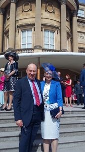 Sue Biggs and David at Buckingham Palace - web | Soroptimist ...