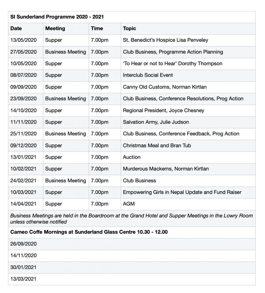 Club Programme 2020 - 2021 | SI Sunderland | SIGBI